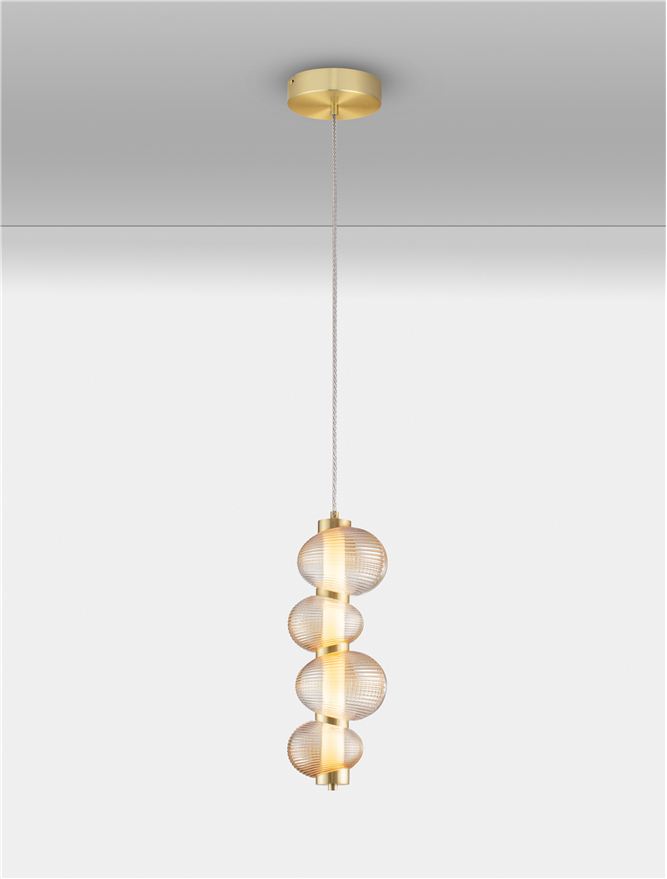 Nova Luce | Suspension - LEDA - Glossy Light Gold Metal Base Amber ...