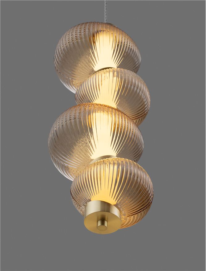 Nova Luce | Suspension - LEDA - Glossy Light Gold Metal Base Amber ...