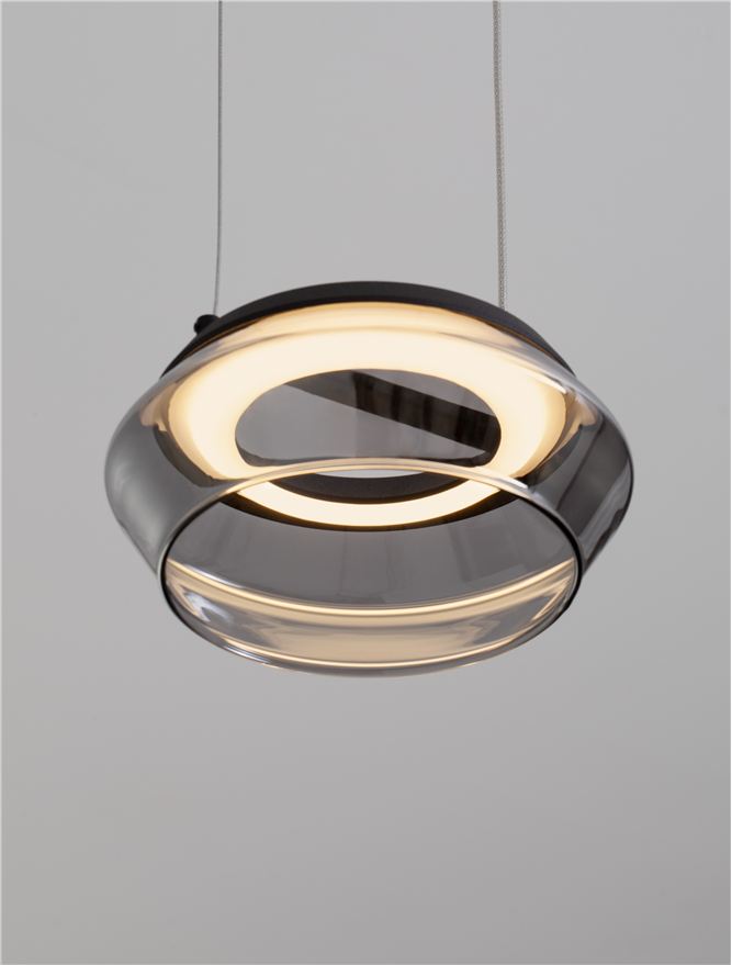 Nova Luce | Suspension - JAILYN - Sandy Black Aluminium & Smoke Glass