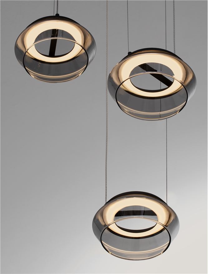 Nova Luce | Suspension - JAILYN - Sandy Black Aluminium & Clear Glass