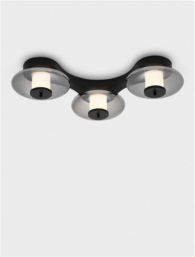 Nova Luce | Ceiling - BALLET - Sandy Black Metal & Smokey Gray Glass ...