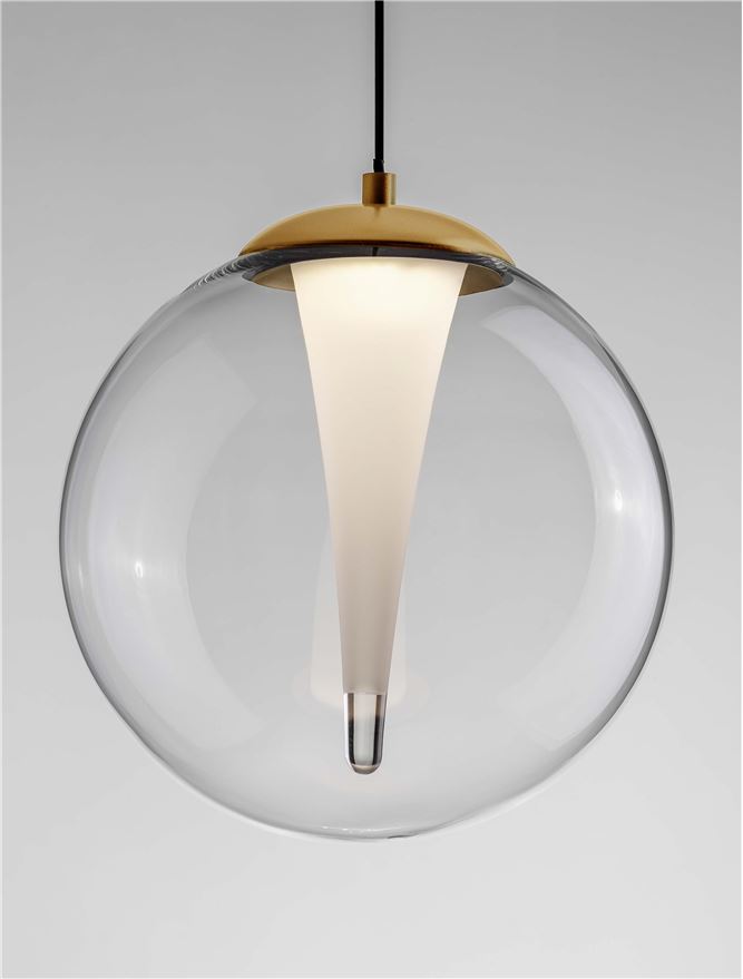 Nova Luce | Suspension - GI - Triac Dimmable Sandy Gold Metal & Clear Glass