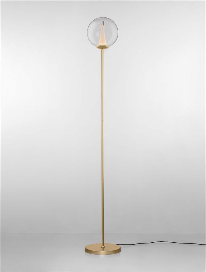 Nova Luce | Floor - GI - Triac Dimmable Sandy Gold Metal & Clear Glass