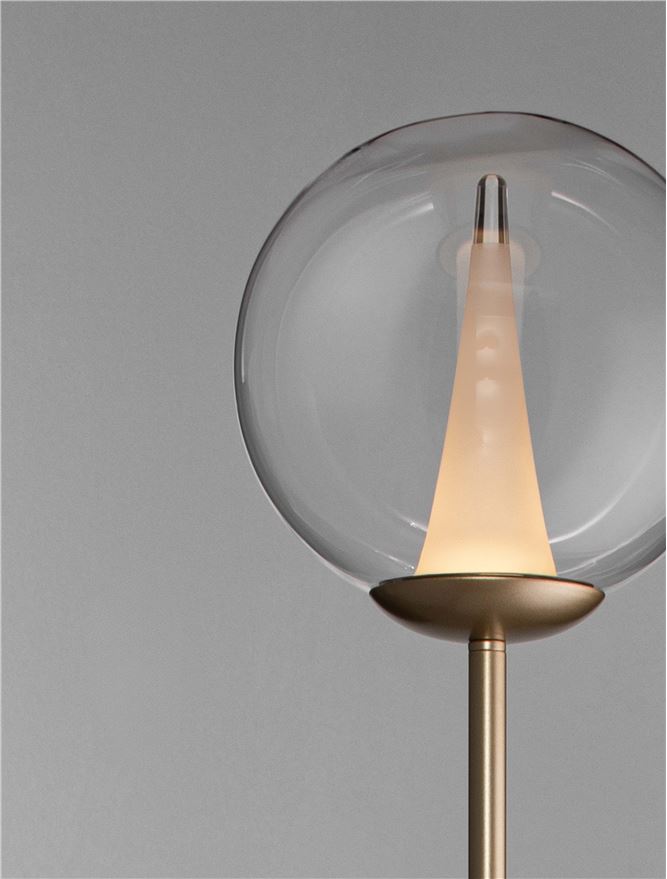 Nova Luce | Floor - GI - Triac Dimmable Sandy Gold Metal & Clear Glass