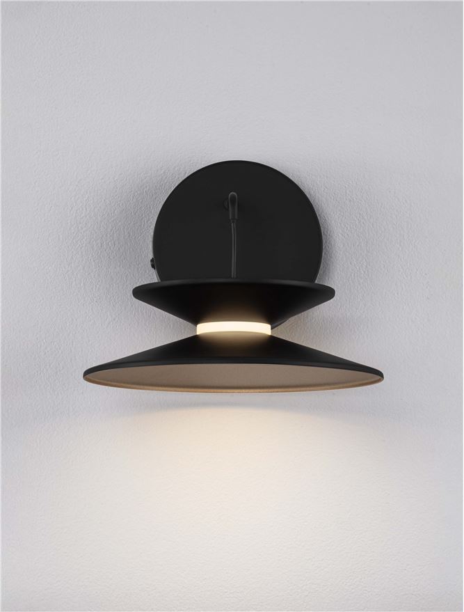 Nova Luce | Wall - MORFI - Triac Dimmable Sandy Black Metal & Gold Acrylic